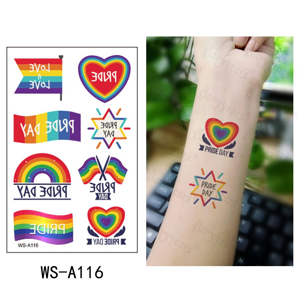 Prideoutlet Temporary Tattoos Rainbow Pride Temporary Tattoo Pack A116